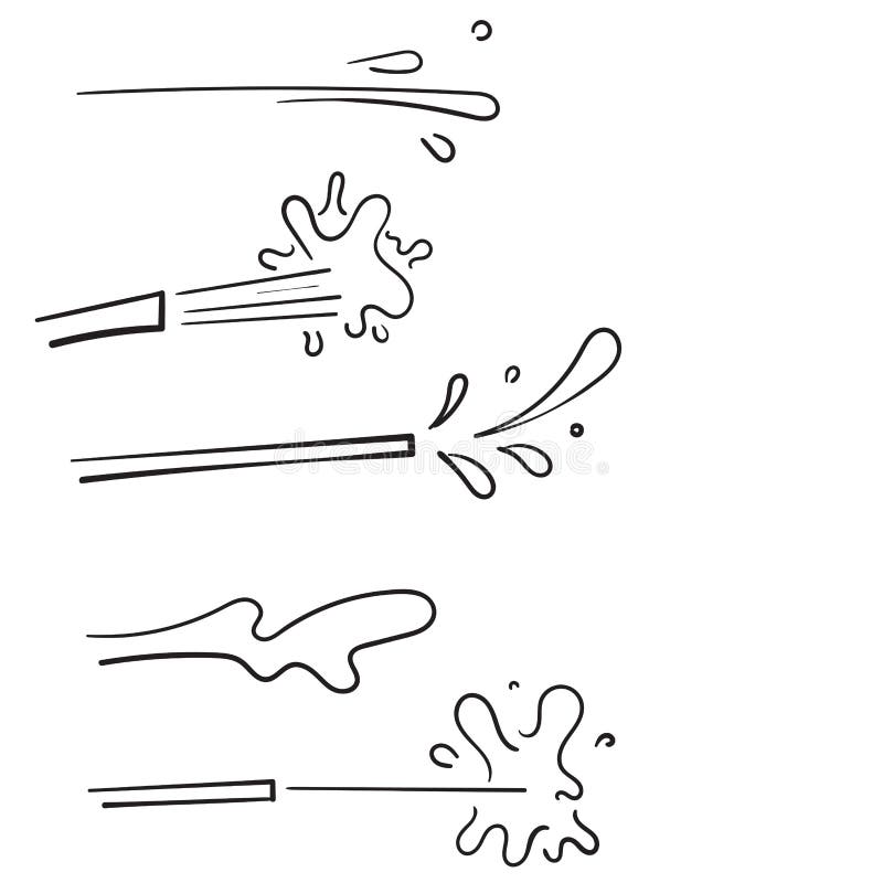 Doodle Water Burst Splash Illustration Hand Drawing Style Vector Stock ...