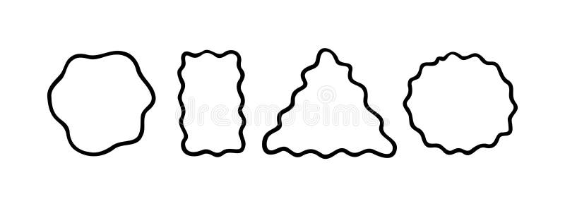 Doodle Wave Curve Edge Frame. Brush Hand Drawn Square, Circle, Triangle ... Doodle Wave Curve Edge Frame. Brush Hand Drawn Square, Circle, Triangle ...