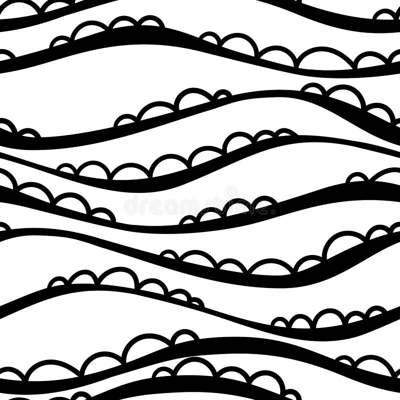 Doodle Waves Seamless Pattern. Simple Black Lace Stock Vector ...