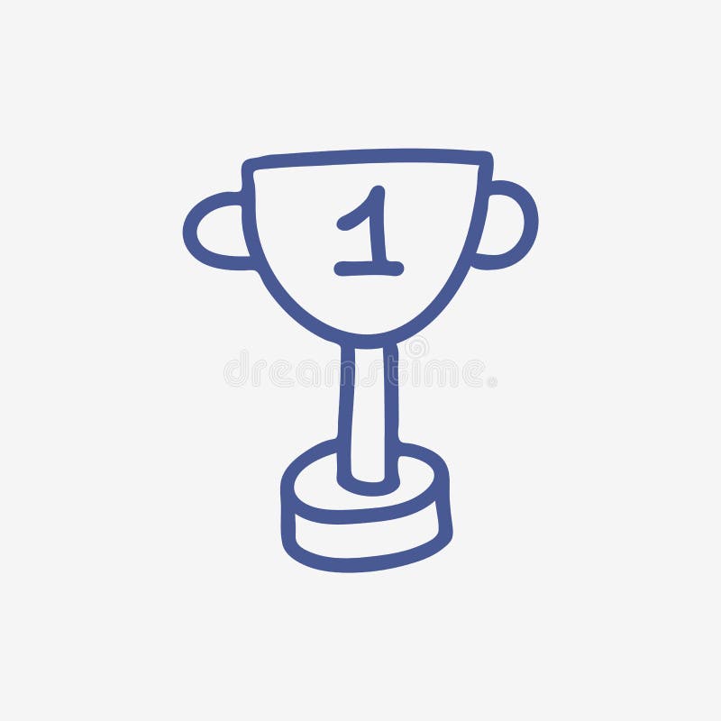 Doodle Win Trophy. Hand Drawn Winner Vector Sign Stock Vector ...