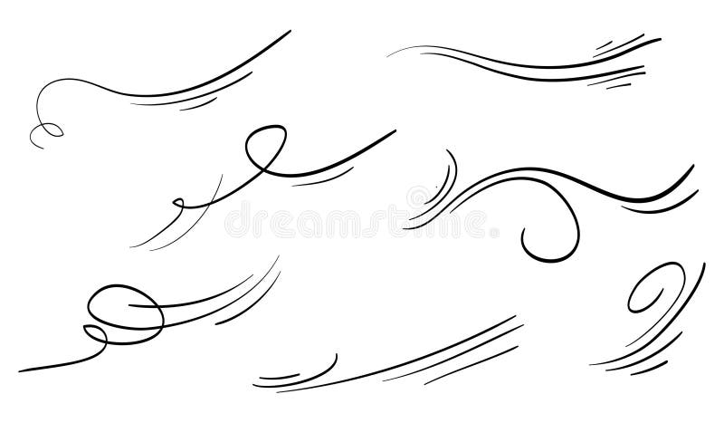 Doodle Wind Blow, Gust Design Isolated on White Background Stock Vector ...