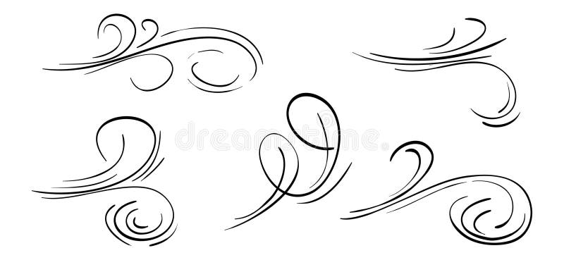 Doodle Wind Blow, Gust Design Isolated on White Background Stock Vector ...