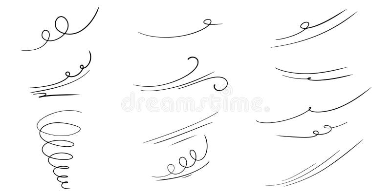Doodle of Wind Gust Isolated on a White Background. Hand Drawn Vector ...