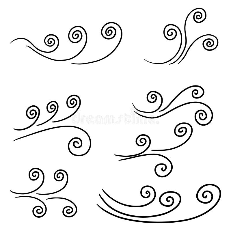Doodle of Wind Gust Isolated on a White Background. Hand Drawn Vector ...