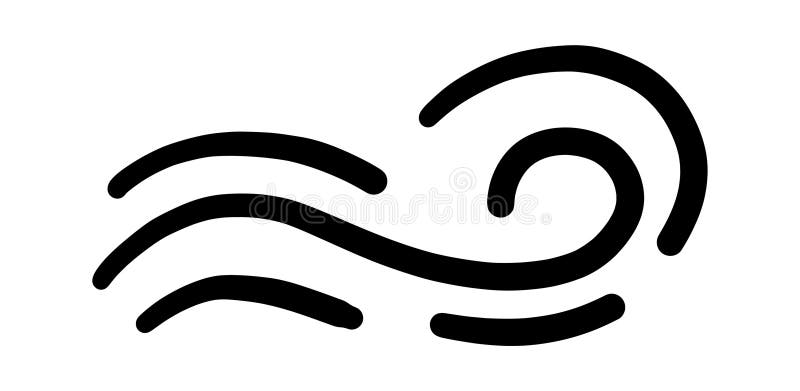 Doodle Wind Lines. Air Sketch. Cartoon Hand Drawn Windmill Stock Vector ...