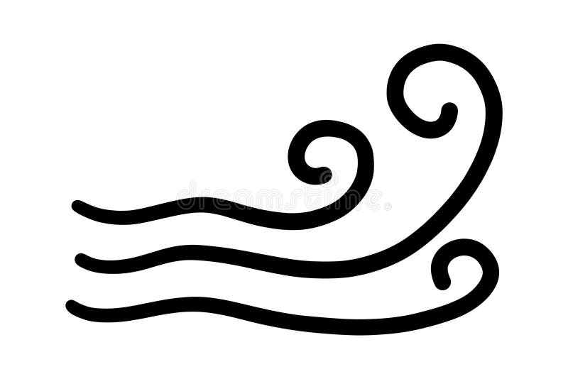 Doodle Wind Lines. Air Sketch. Cartoon Hand Drawn Windmill Stock Vector ...