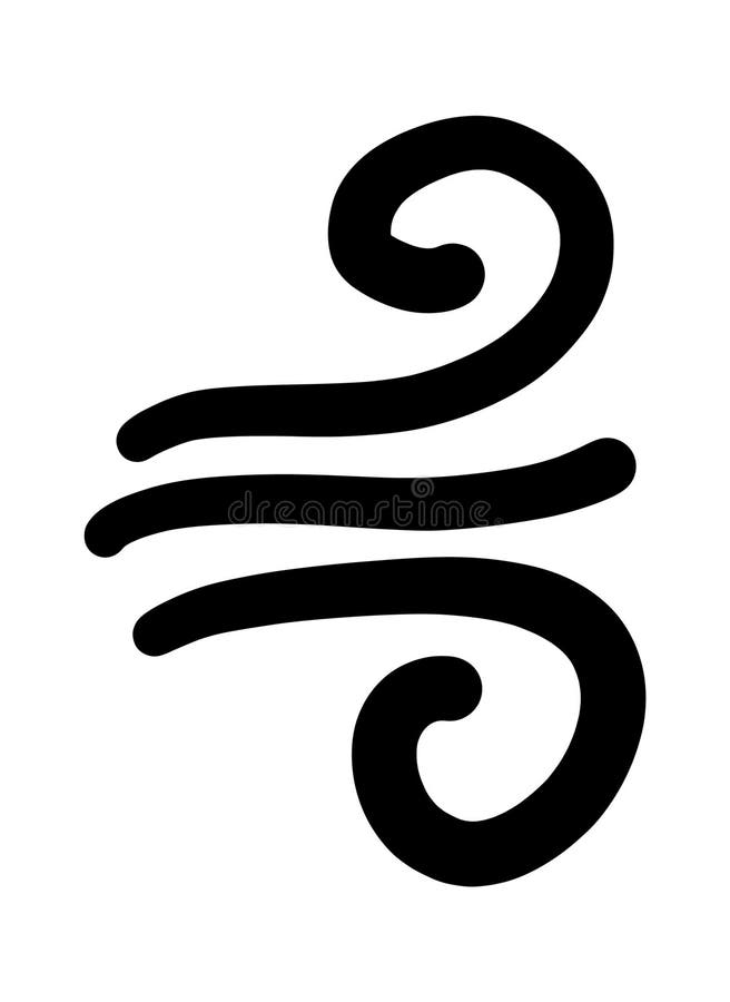 Doodle Wind Lines. Air Sketch. Cartoon Hand Drawn Windmill Stock Vector ...