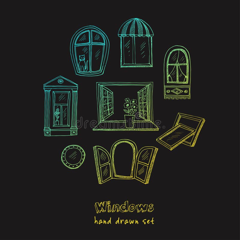 Doodle Windows Set Isolated. Vector Illustration Stock Vector ...