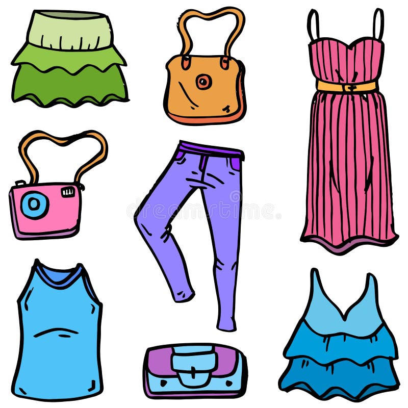 Doodle of Women Clothes Style Vector Art Stock Vector - Illustration of ...