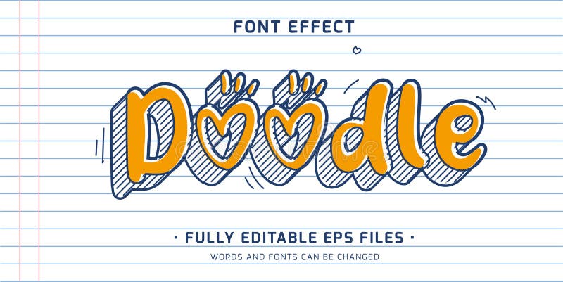 Doodle Words with Handwritten Style Editable Vector Text Effect Stock ...