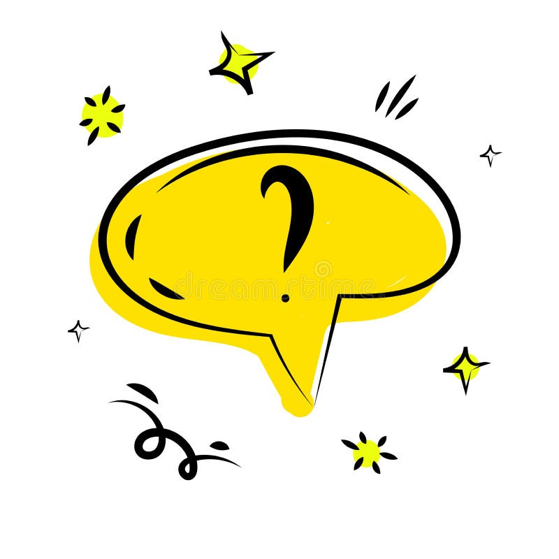 Doodle Yellow Color Question Marks Icon in Bubbles. Vector Design ...