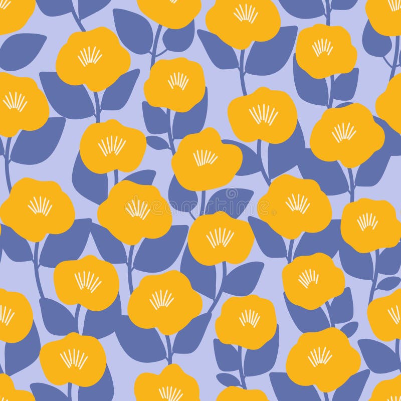 Doodle Yellow Flowers Vector Background Stock Vector - Illustration of ...