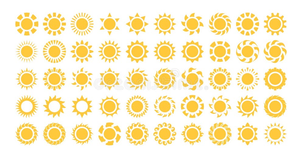 Doodle Yellow Sun with Rays Scribble, Bright Shiny Summertime Elements ...