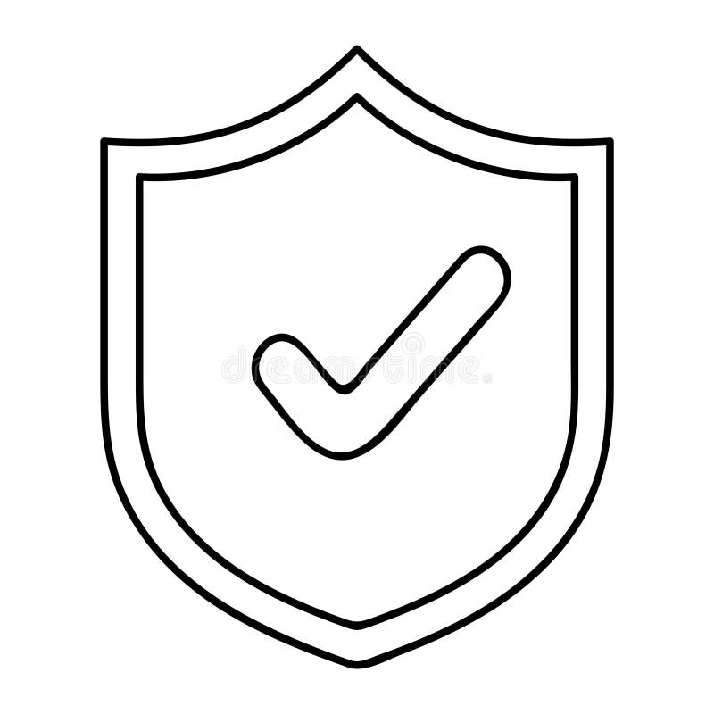 Simple Shield with Checklist Vector Illustration with Minimalist Line ...
