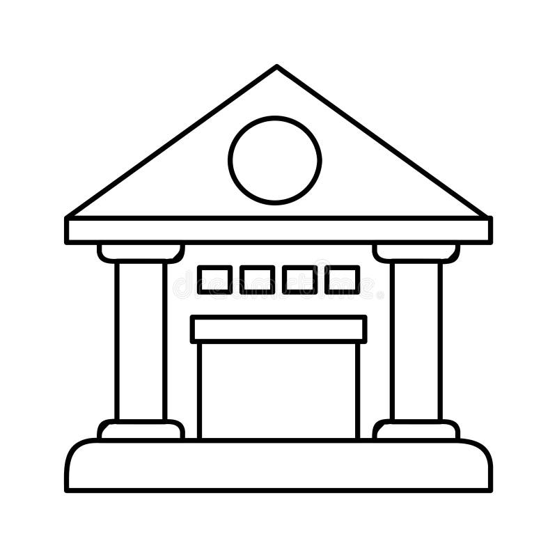 Simple Bank Building Isolated Graphic Line Vector Illustration ...