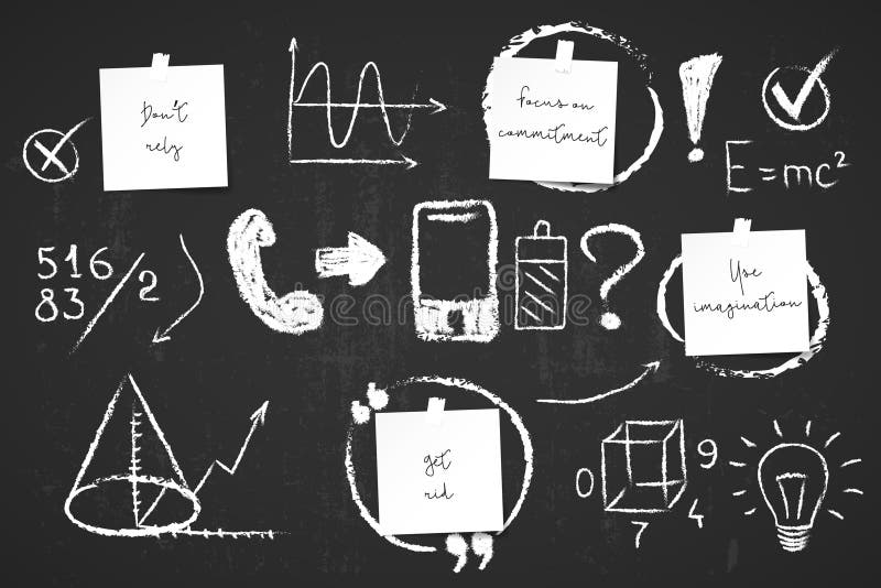 Doodles Chalk Notes with Paper Notes Stock Vector - Illustration of ...