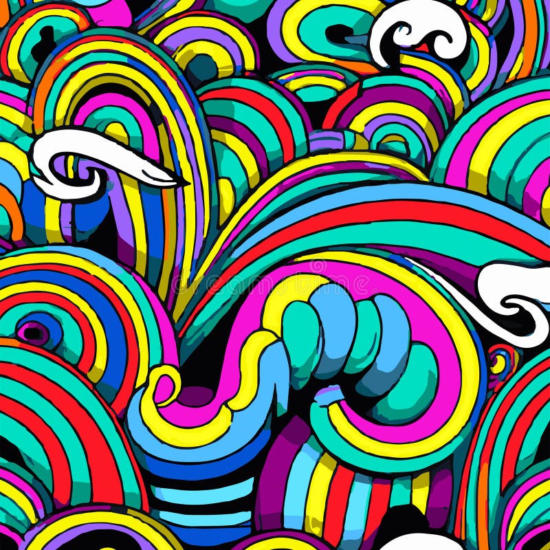 Doodles with Colourful Waves Vector Background Stock Vector ...