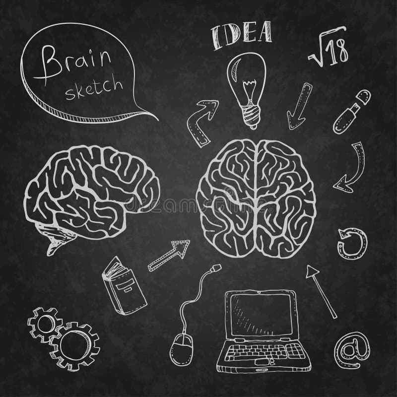 Doodles icons brain set stock vector. Illustration of idea - 48264288