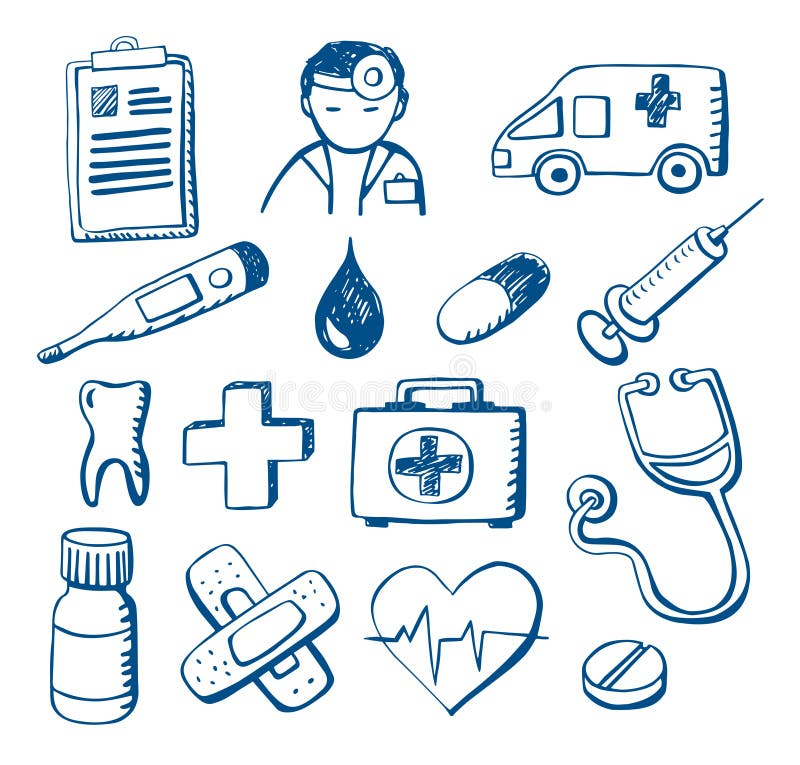 Doodles médicos ilustración del vector. Ilustración de medicina - 29240313