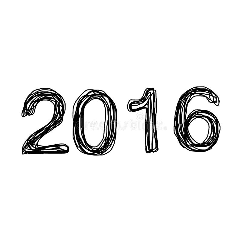 Doodles of number 2016 stock vector. Illustration of design - 56150959