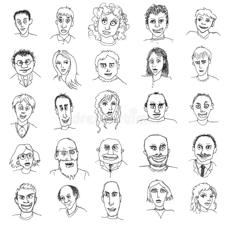 Doodles of people stock illustration. Illustration of collage - 89652712