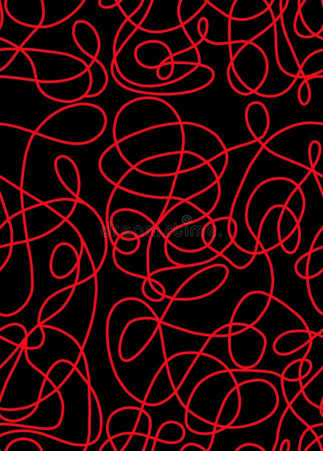 Doodles in Red Lines on a Black Background.abstract Drawing Stock ...