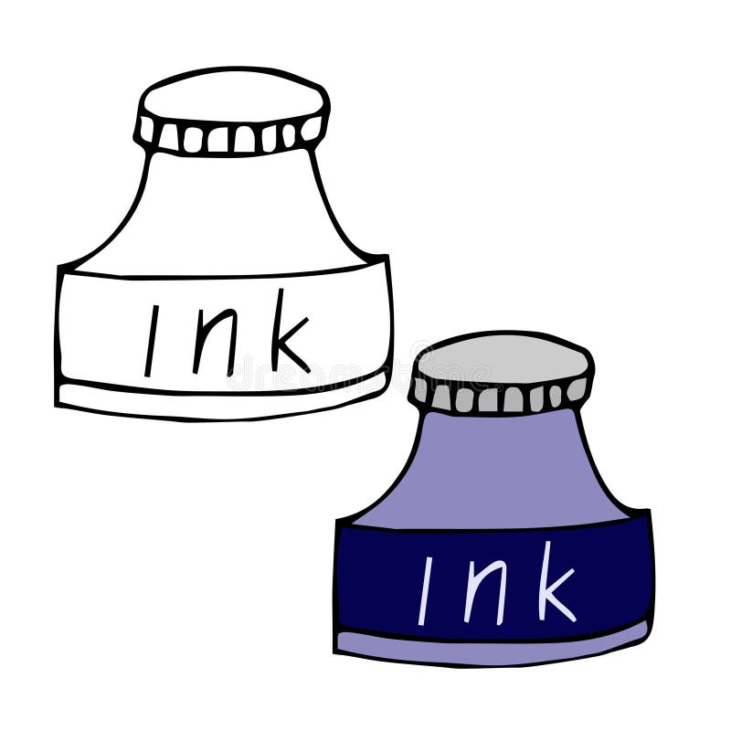 Doodles School Education Ink Jar Stock Vector - Illustration of ...
