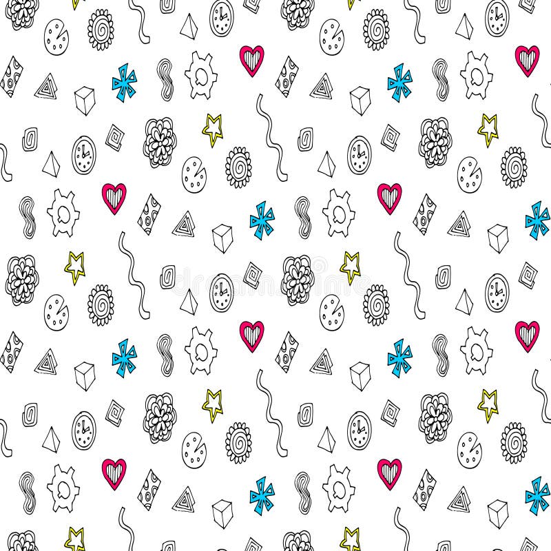Doodles seamless pattern stock illustration. Illustration of pattern ...