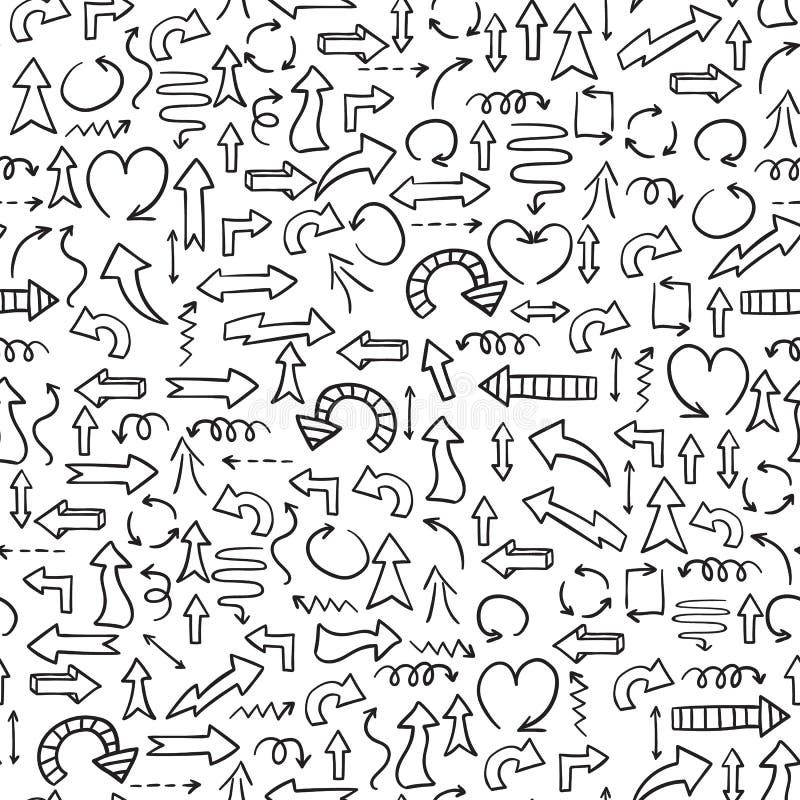 Doodles Seamless Pattern Vector Set. Stock Vector - Illustration of ...