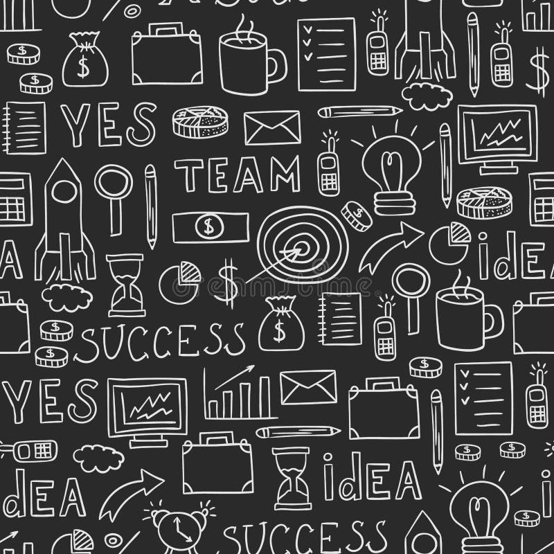 Doodles Seamless Pattern Vector Set. Stock Vector - Illustration of ...