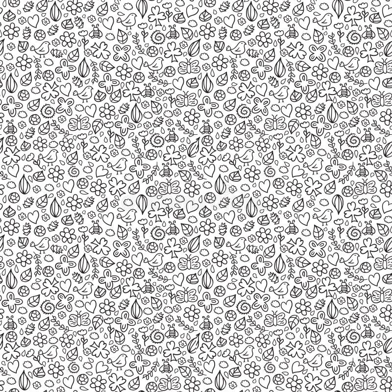 Doodles Seamless Pattern Vector Set. Stock Vector - Illustration of ...