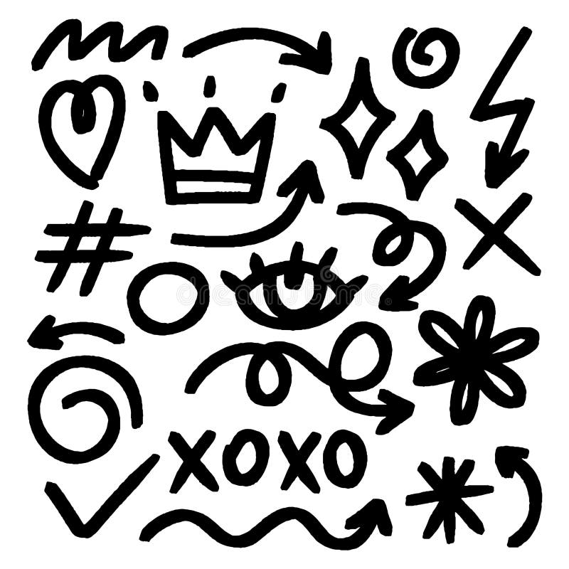 Doodles Sketch Scribble Hand Drawn Handmade Pencil Pen Marker Set ...