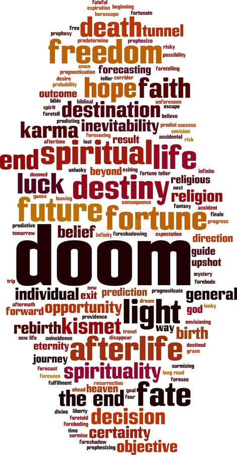 Doom word cloud stock vector. Illustration of certainty - 176164360