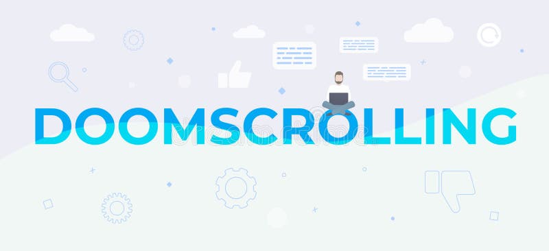 Doomscrolling or Doomsurfing Concept Vector Illustration Stock Vector ...