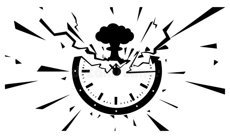 Doomsday Clock Explodes Under Nuclear Explosion with Mushroom Cloud and ...