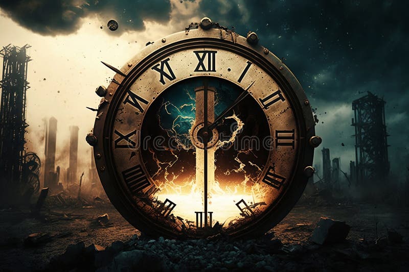 Doomsday Clock on Steampunk Apocalypse Backgroound Stock Illustration ...