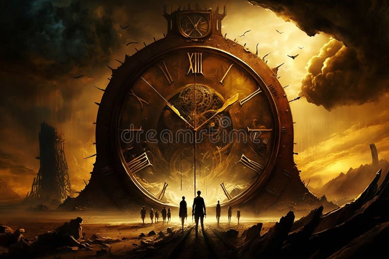 Doomsday Clock on Steampunk Apocalypse Backgroound Stock Illustration ...
