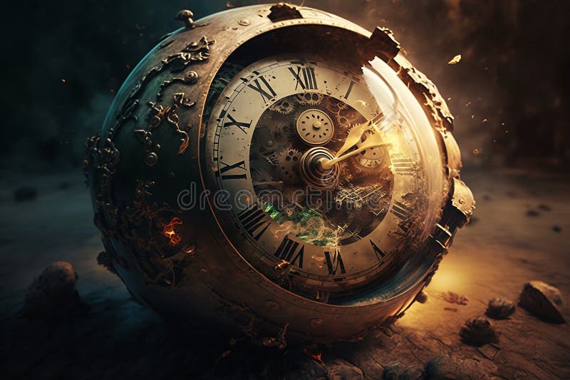 Doomsday Clock on Steampunk Apocalypse Backgroound Stock Illustration ...