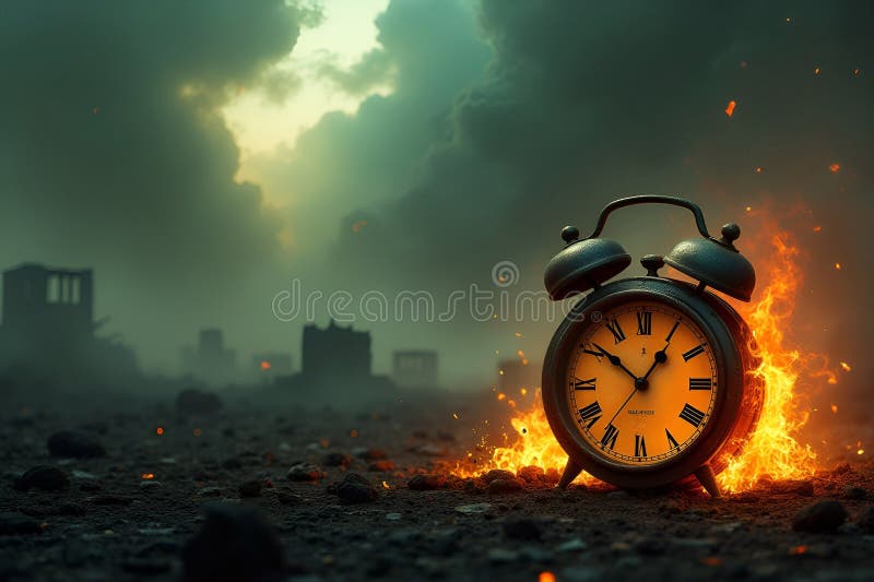 Doomsday Clock: Time on Fire in an Apocalyptic Landscape Stock ...
