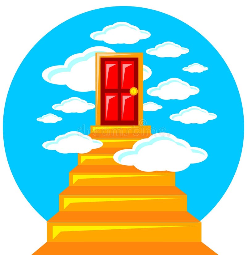 Big Golden Door Opened on White Stock Illustration - Illustration of ...