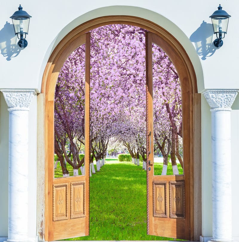 Door arch spring garden stock photo. Image of natural - 83249116