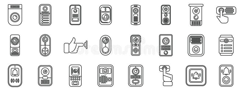 Door Bell Icons Set Outline Vector. Home Button Security Stock Vector ...