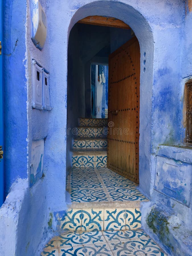 Door into the Blue House of Allah Stock Photo - Image of holiday, month ...