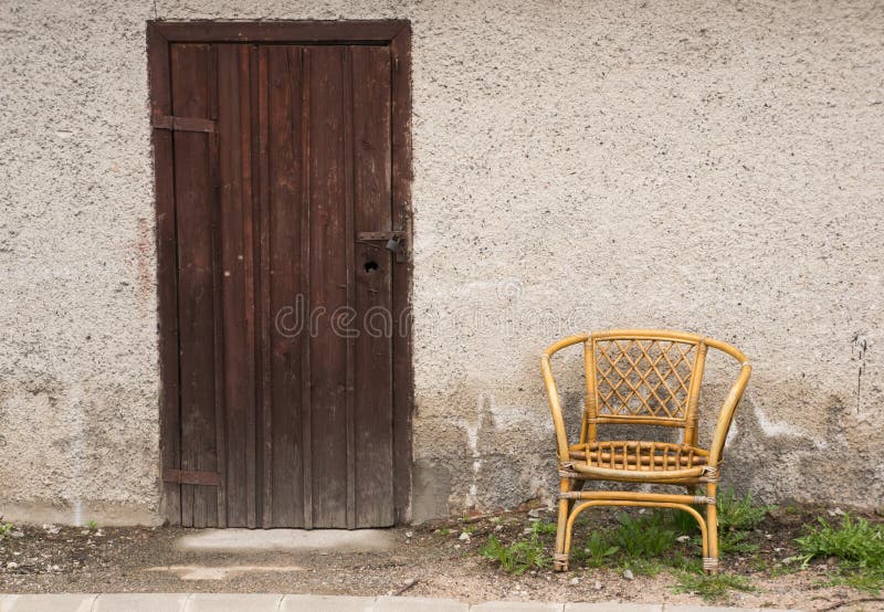 Door and chair stock image. Image of stone, lock, plants - 30804375