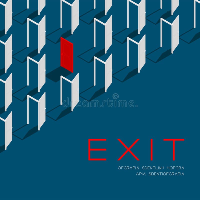 Door 3D Isometric Pattern, Exit Concept Poster and Social Banner Post ...
