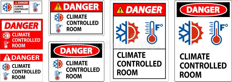 Door Danger Sign, Keep Doors Closed, Climate Controlled Room Stock ...