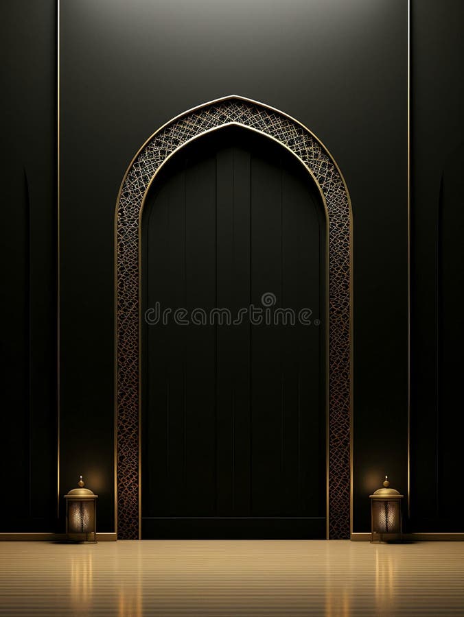 Door in the Dark Golden Gate in the Night Door in the Night Stock ...