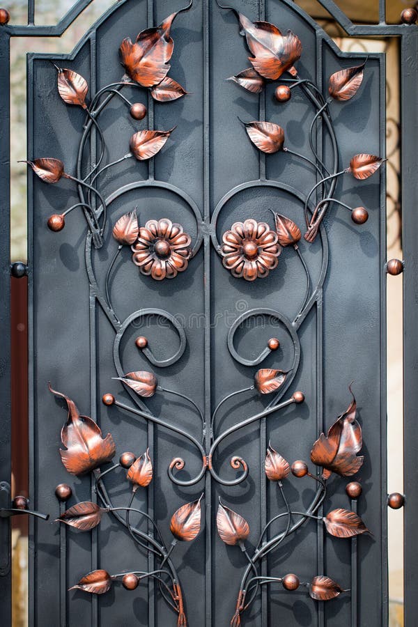 Door Decoration with Ornate Wrought-iron Elements, Close Up Stock Image ...
