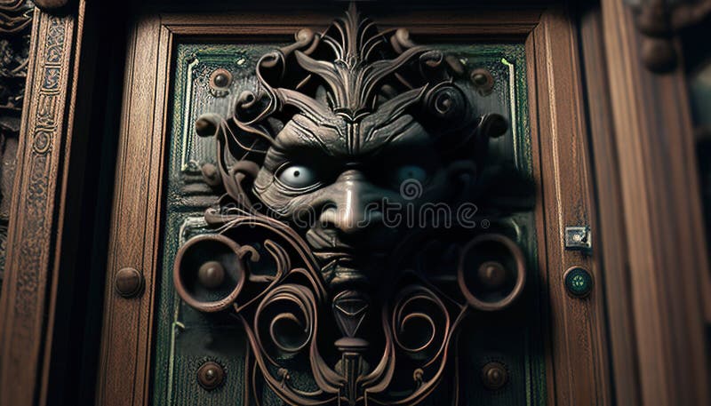 Door with Face, Digital Art Illustration, Generative AI Stock ...