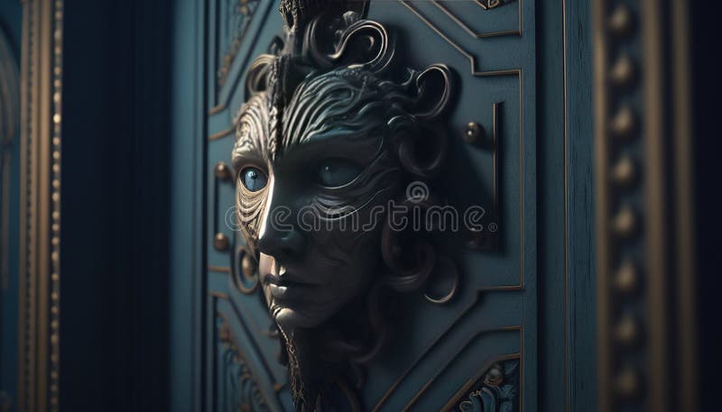 Door with Face, Digital Art Illustration, Generative AI Stock ...